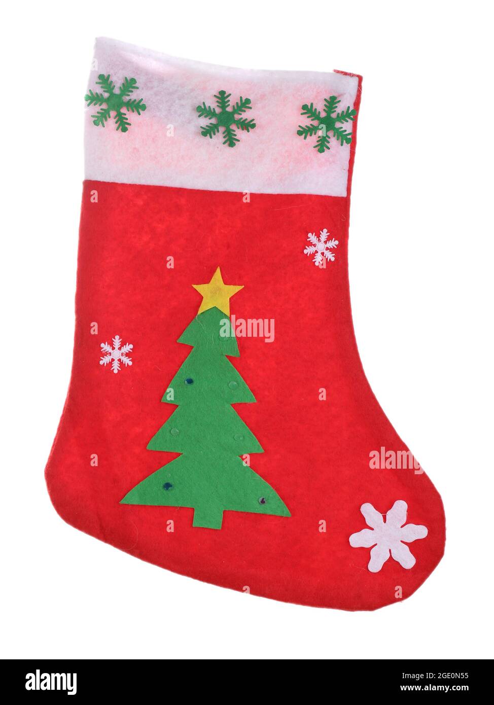 Santa red sock isolated on white Stock Photo - Alamy