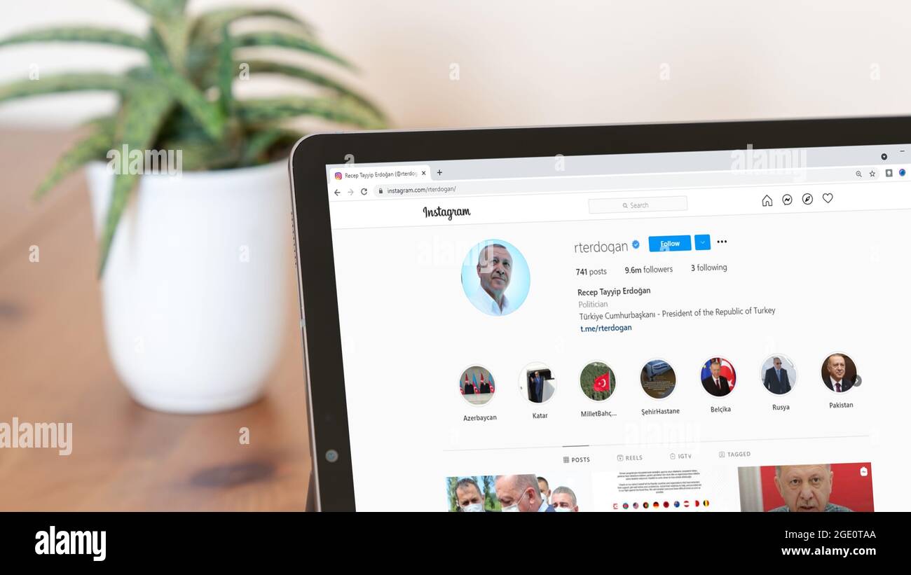 Instagram profile of Recep Tayyip Erdogan with millions of followers ...