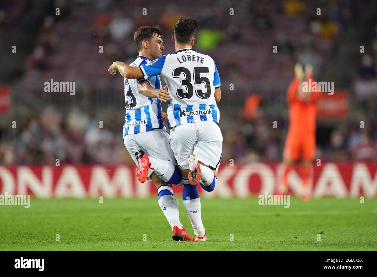 Julen Lobete of Real Sociedad celebrates his goal during the La Liga ...