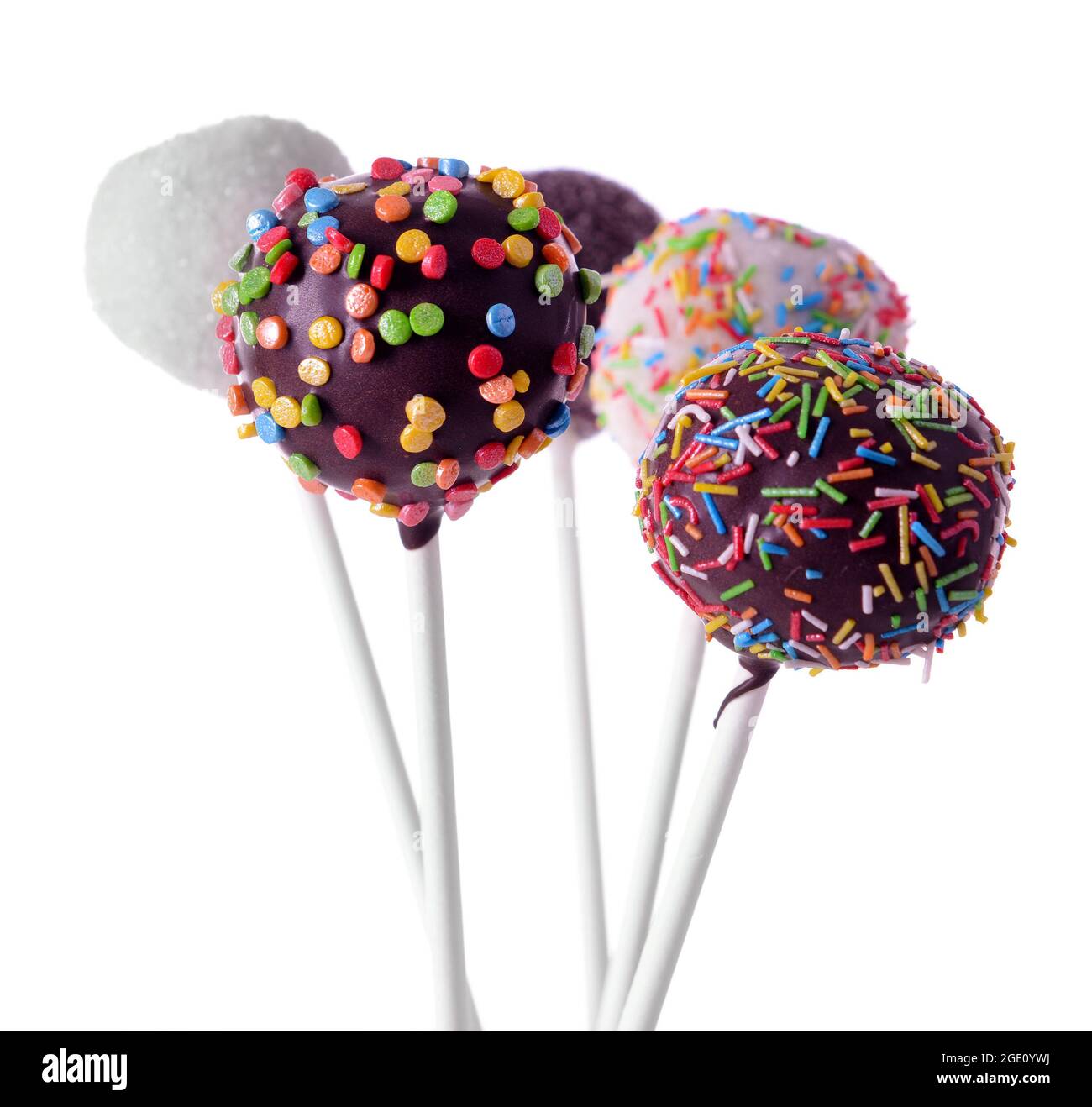 Sweet cake pops isolated on white Stock Photo - Alamy