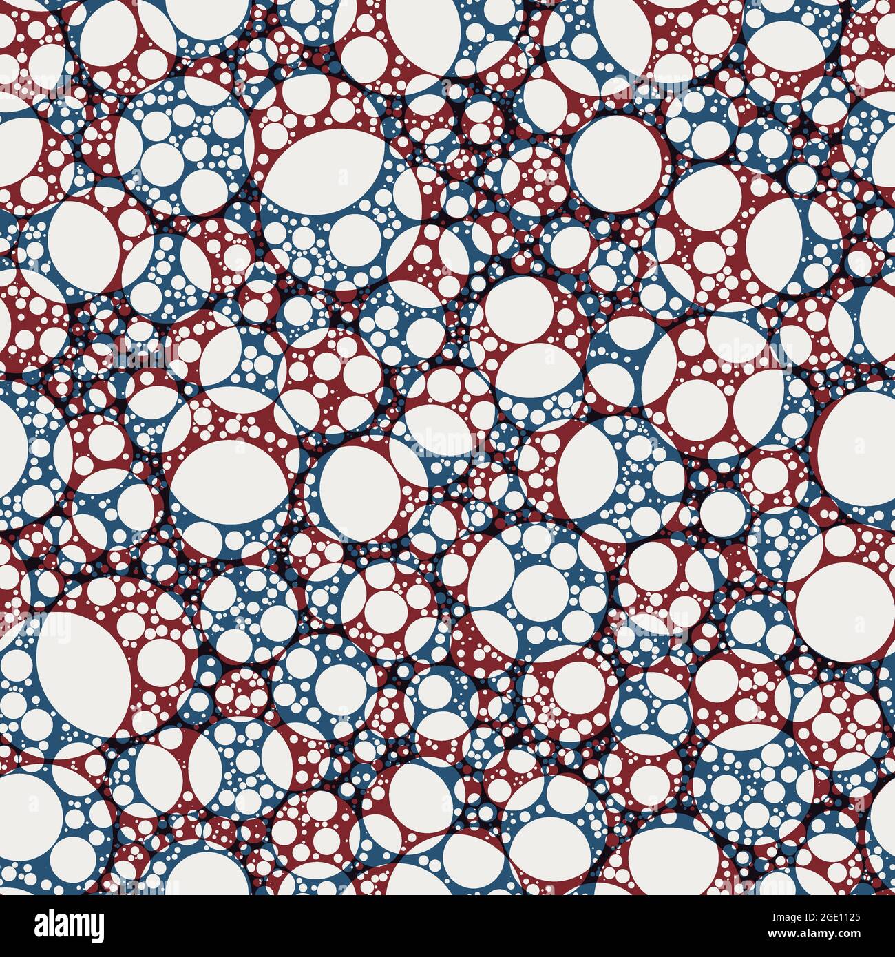 Seamless red and blue overlay circles and shapes pattern for surface ...