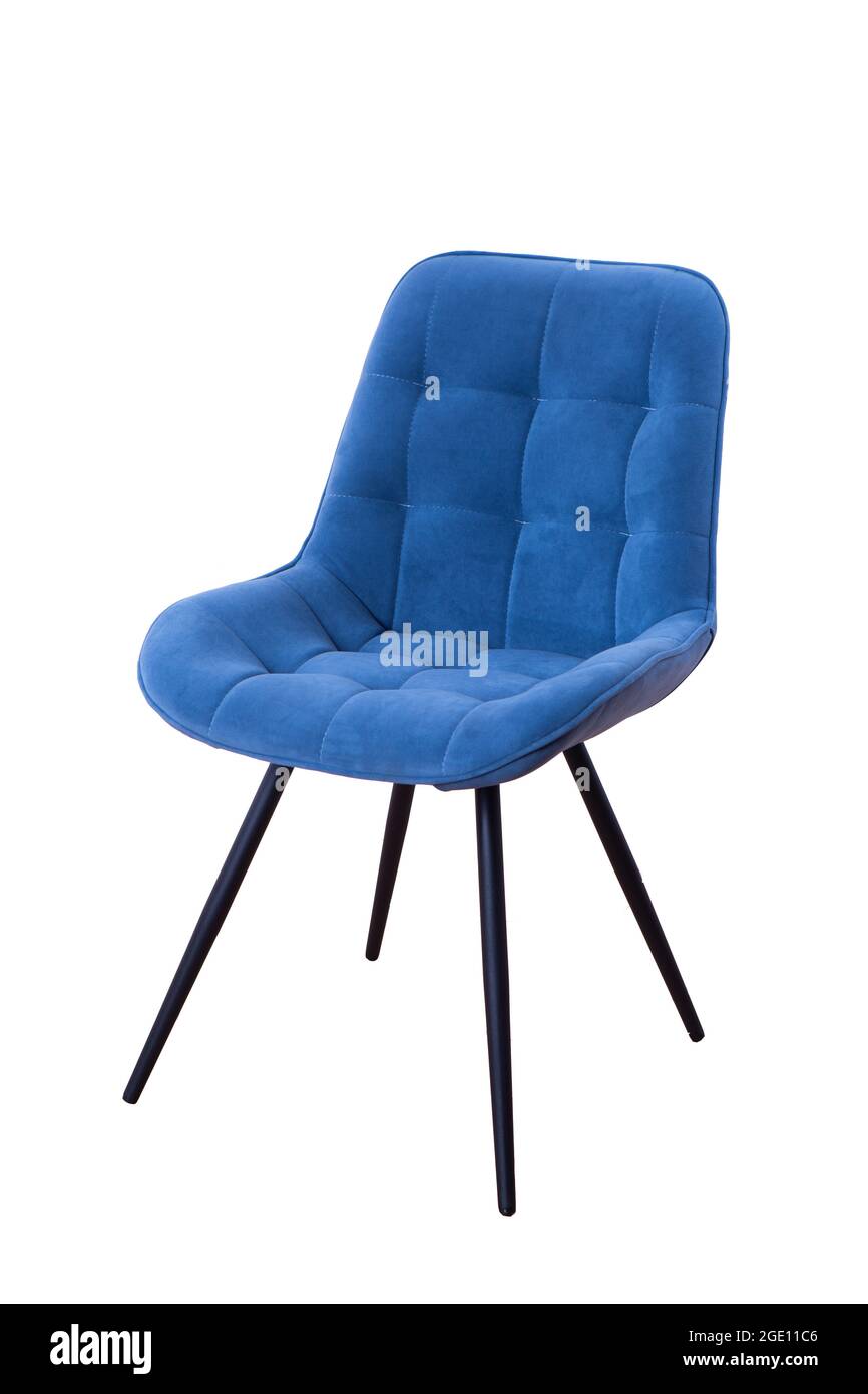 Blue soft chair on an isolated white background Stock Photo - Alamy