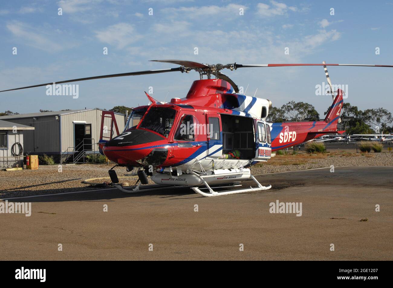 San Diego Fire-Rescue Copter 2 on the tarmac at Montgomery Airport in ...