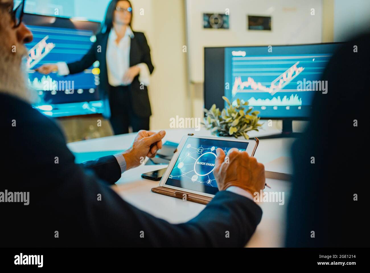 Trader team doing blockchain research inside hedge fund office - Focus ...