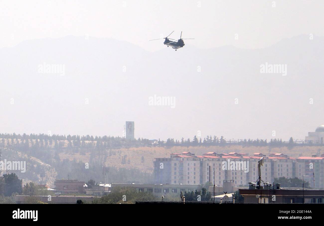 Kabul, Afghanistan. 15th Aug, 2021. Sea Knight military transport ...