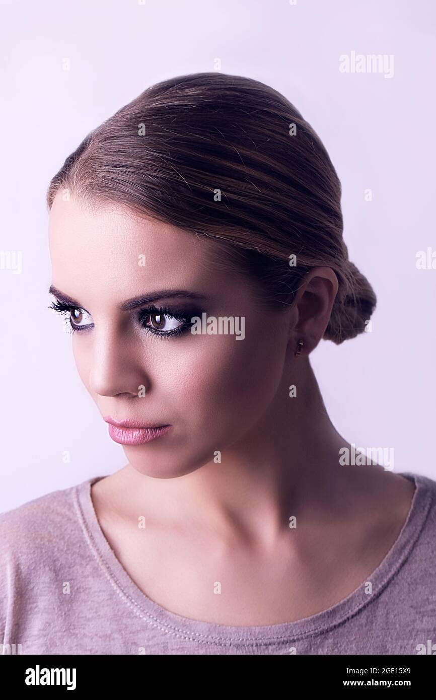 Perfect makeup, on white background Stock Photo - Alamy