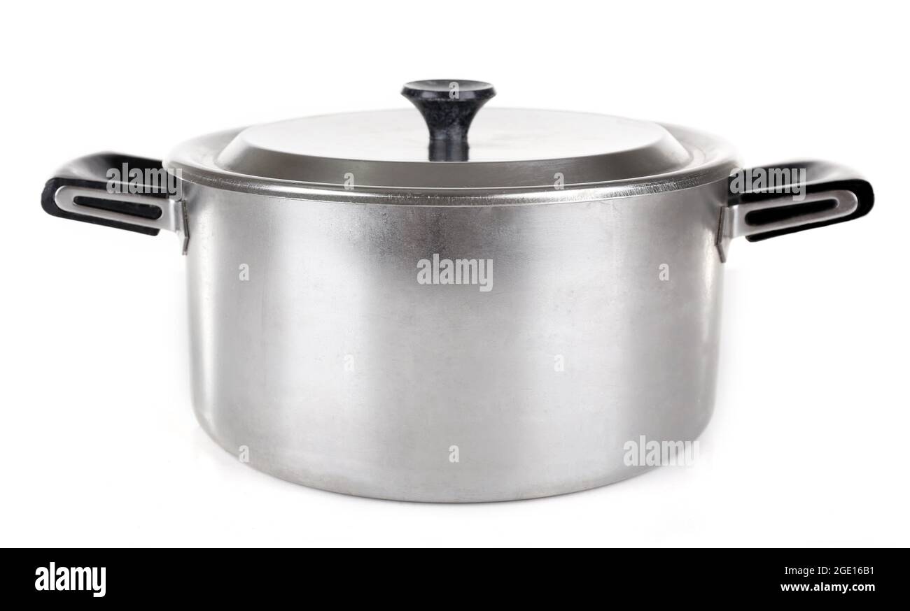 Stainless saucepan isolated on white background Stock Photo - Alamy