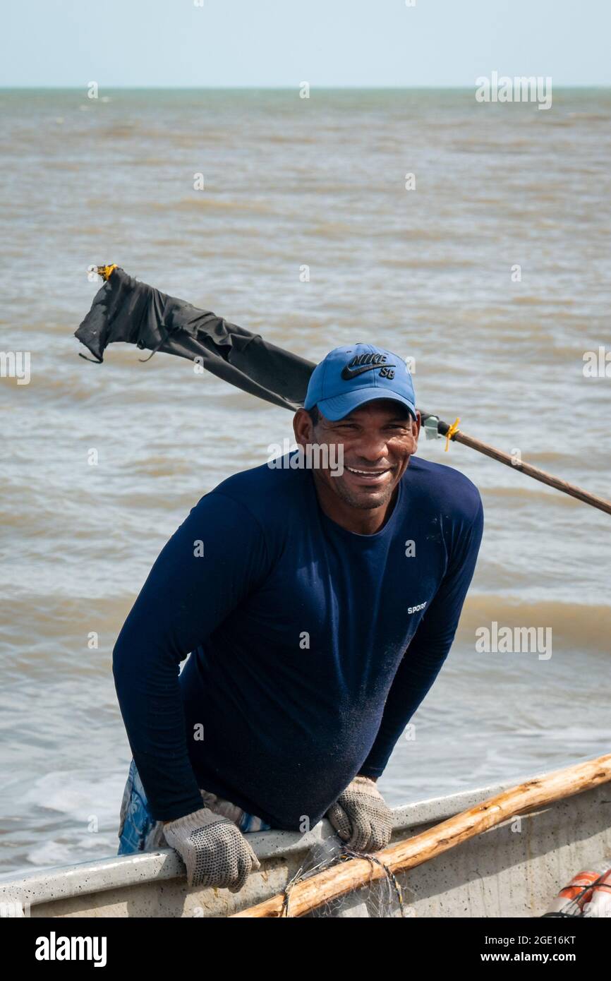 Riohacha, La Guajira, Colombia - May 30 2021: Smiling Latin Man Pushes ...