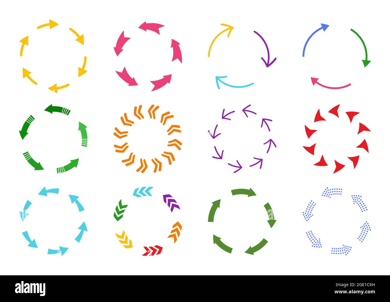 Circular Arrows Colorful Colors Different Thickness Loading And Recycle Symbol Loop Refresh