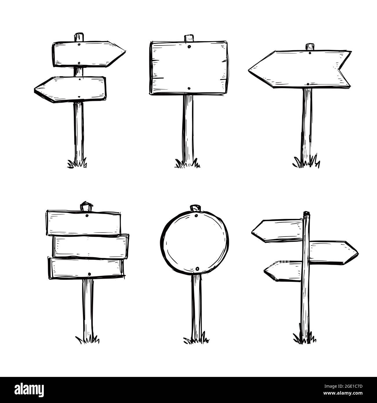 Road direction sign. Doodle sketch style. Street sign with hand drawn ...