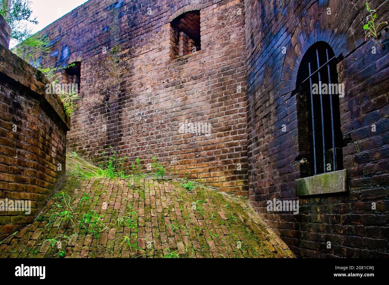 A ramp is pictured from an embrasure inside the southwest bastion of ...