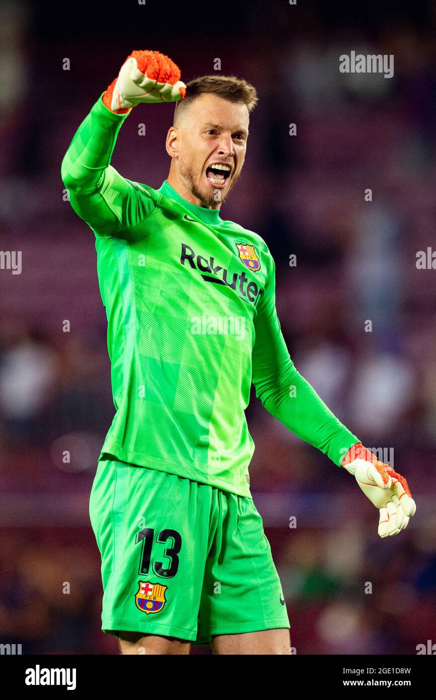 Barcelona, Spain. 15th Aug, 2021. Neto (FC Barcelona) celebrates after ...