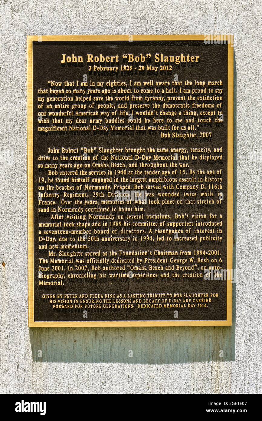 The information plaque on the bust of John Robert "Bob" Slaughter, the ...