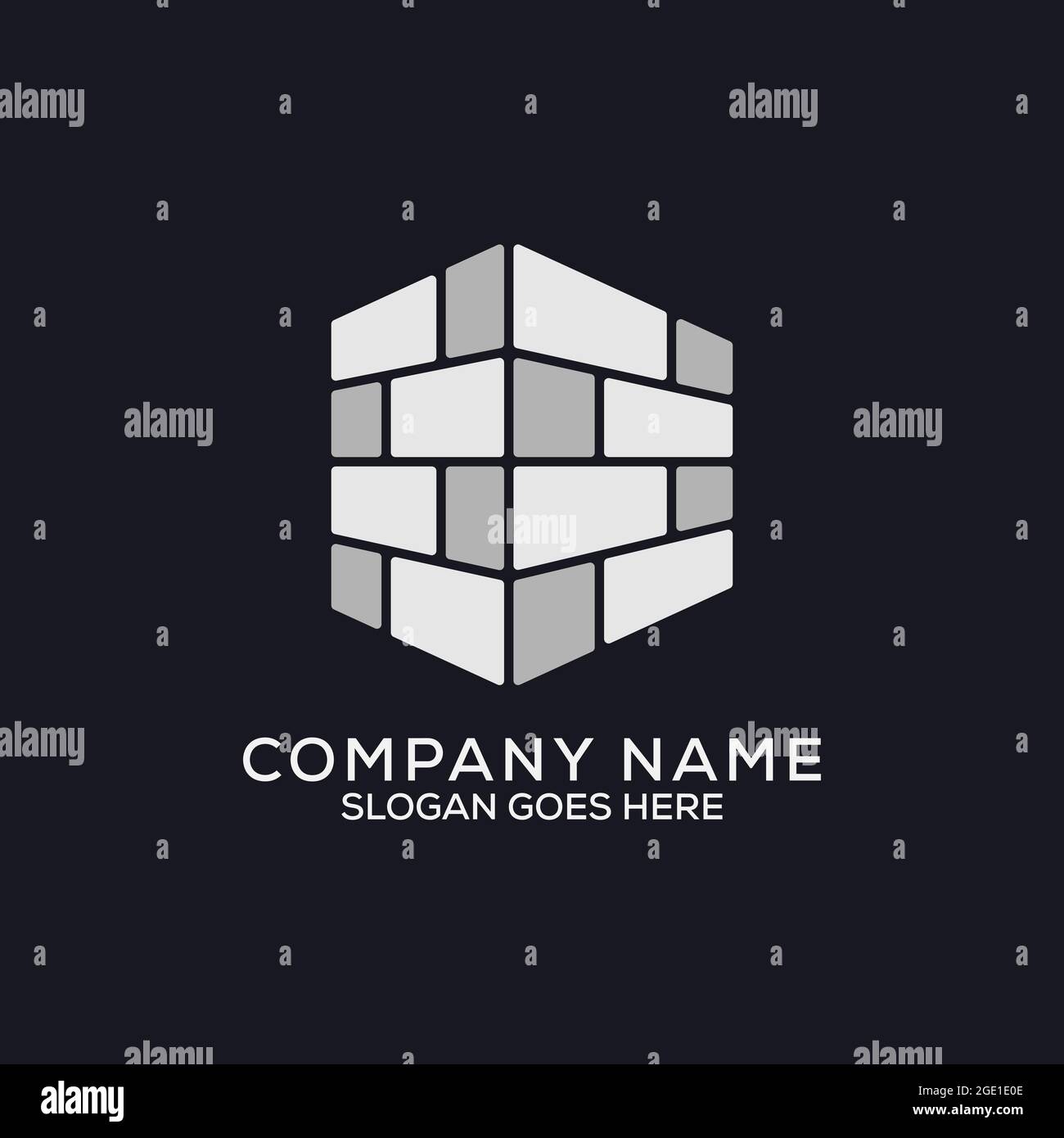 hexagon Brick wall logo design,building construction vector ...