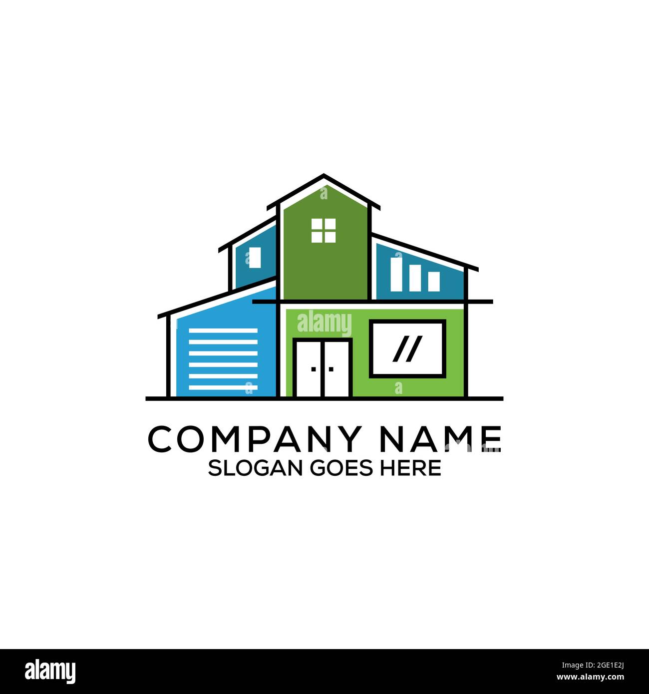 Flat design real estate logo vector, modern house agency logo, can be ...