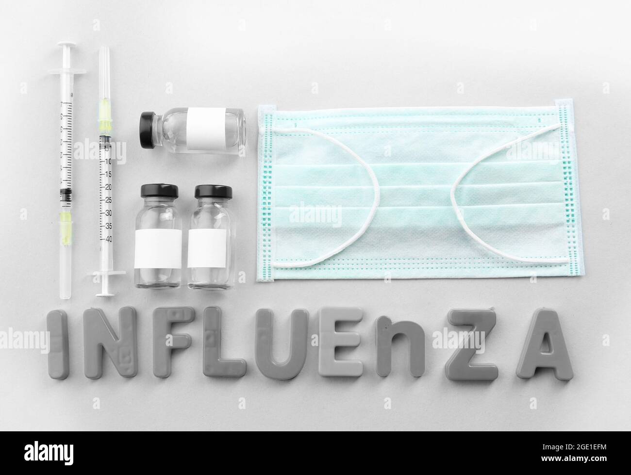 Medicines with word Influenza on light background Stock Photo - Alamy