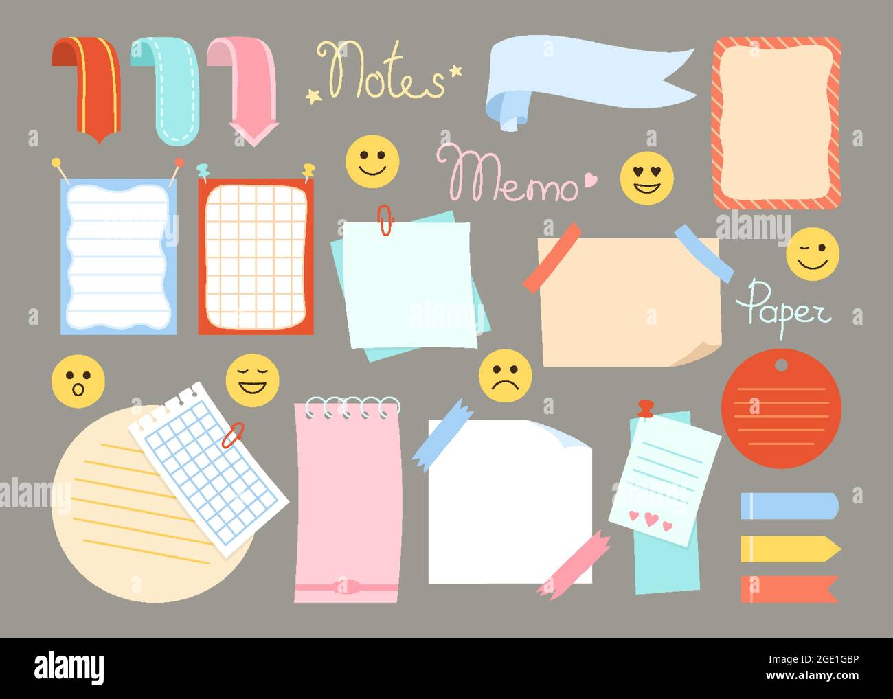 Set post it notes push pins Stock Vector Images - Alamy