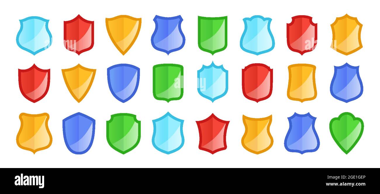 Shield badge icon set. Different Medical health protection shield shape ...
