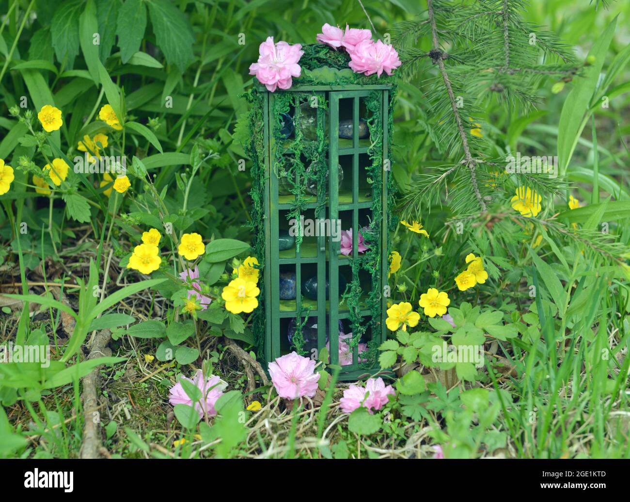 Tiny beautiful wardrobe or closet from dollhouse with magic ogjects of ...