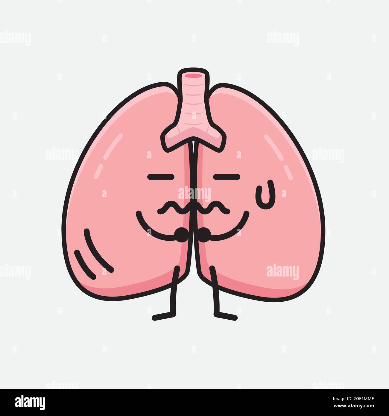 Vector Illustration of Lungs Character with cute face and simple body ...