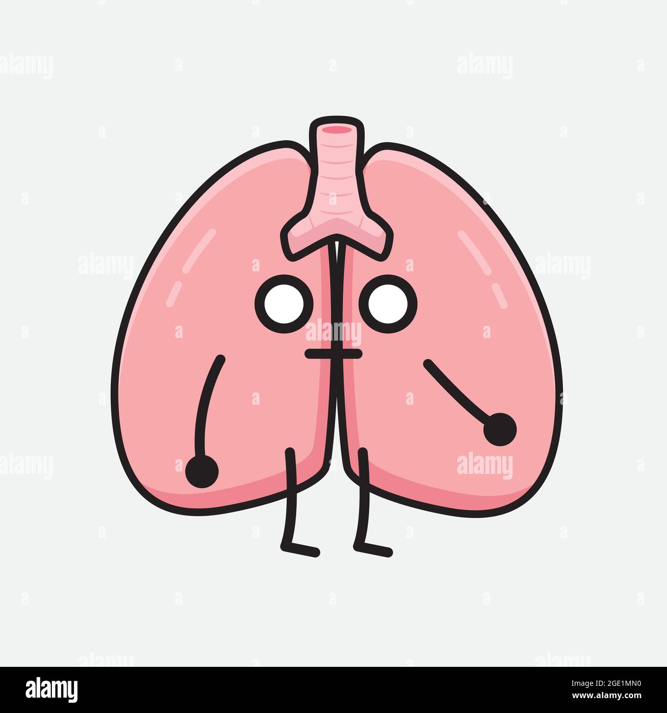 Vector Illustration of Lungs Character with cute face and simple body ...