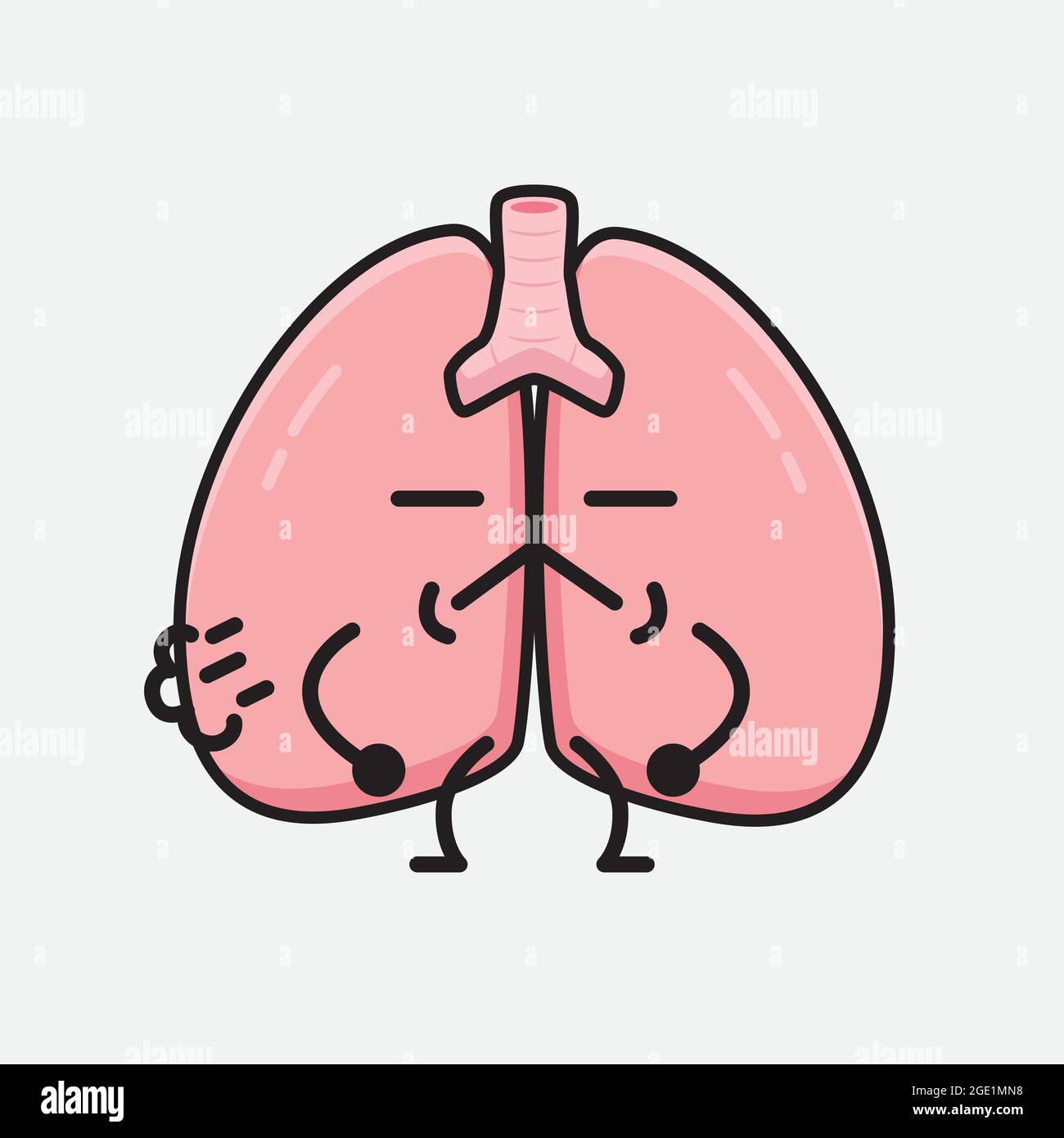 Vector Illustration of Lungs Character with cute face and simple body ...