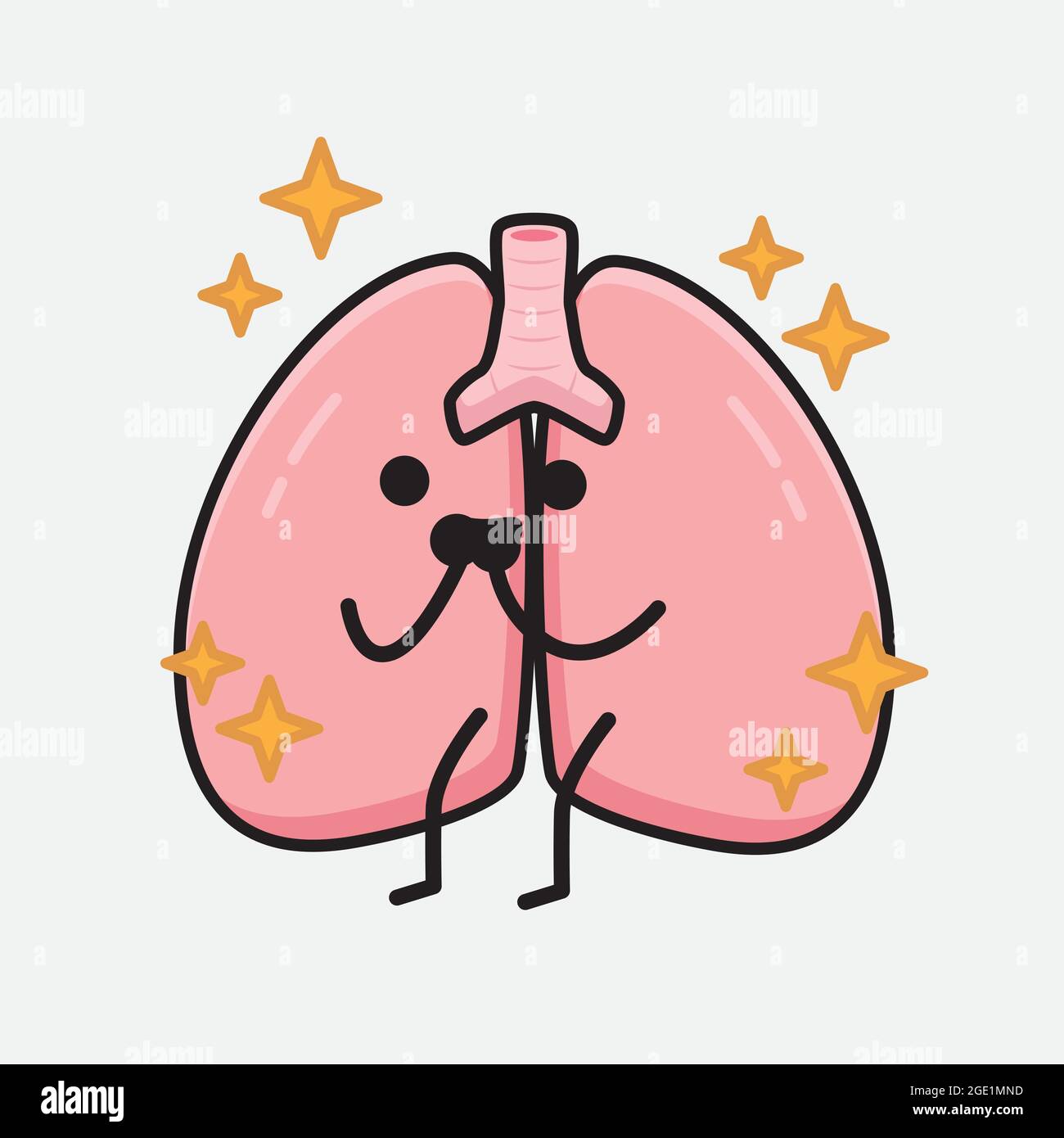 Vector Illustration of Lungs Character with cute face and simple body ...