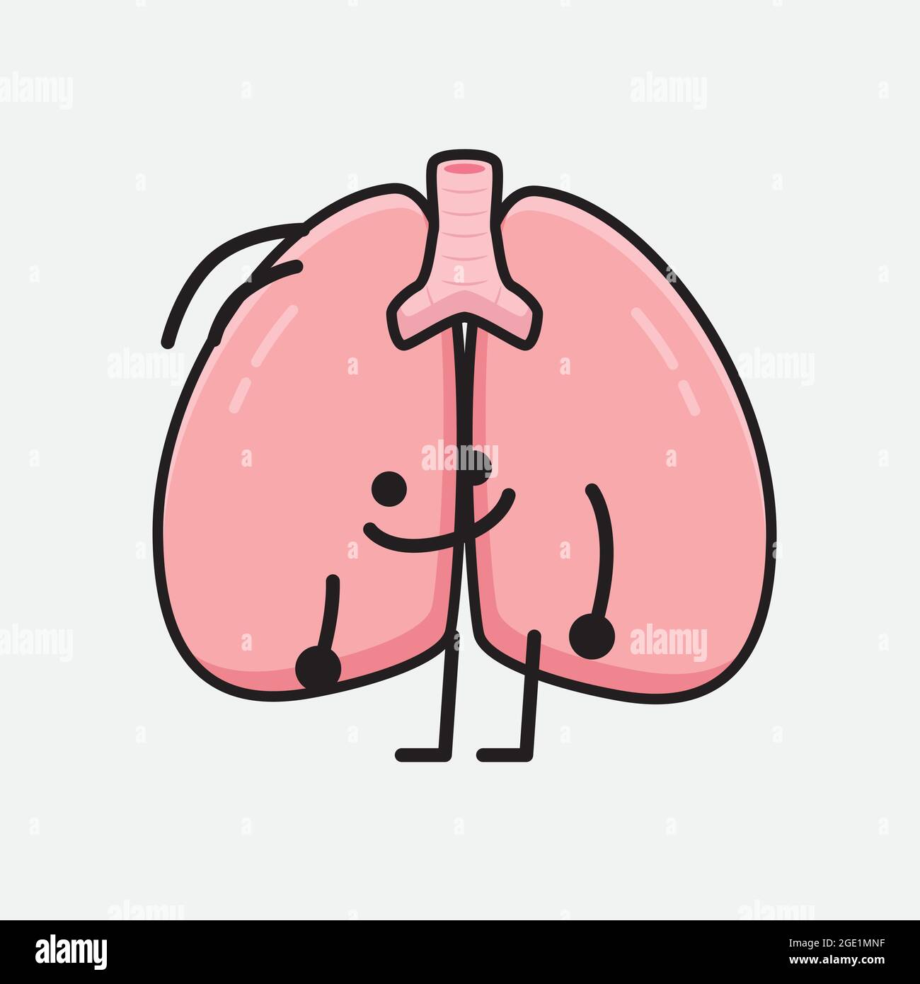 Vector Illustration of Lungs Character with cute face and simple body ...