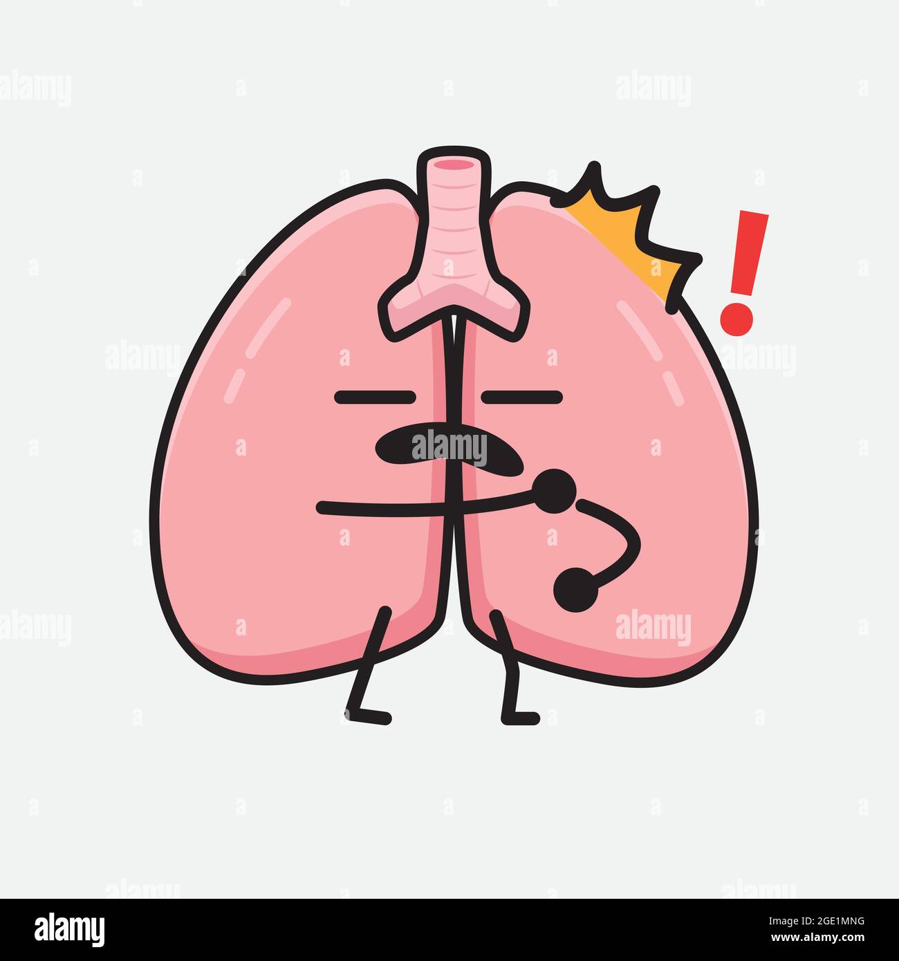 Vector Illustration of Lungs Character with cute face and simple body ...