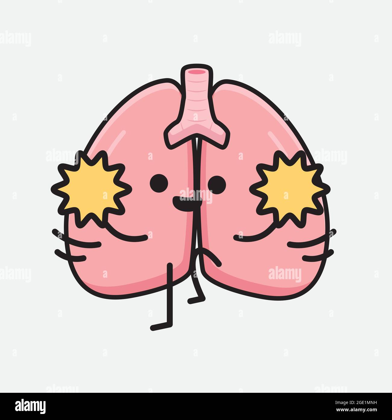 Vector Illustration of Lungs Character with cute face and simple body ...
