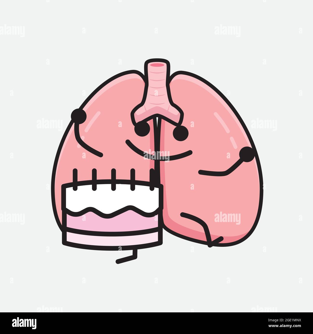 Vector Illustration of Lungs Character with cute face and simple body ...