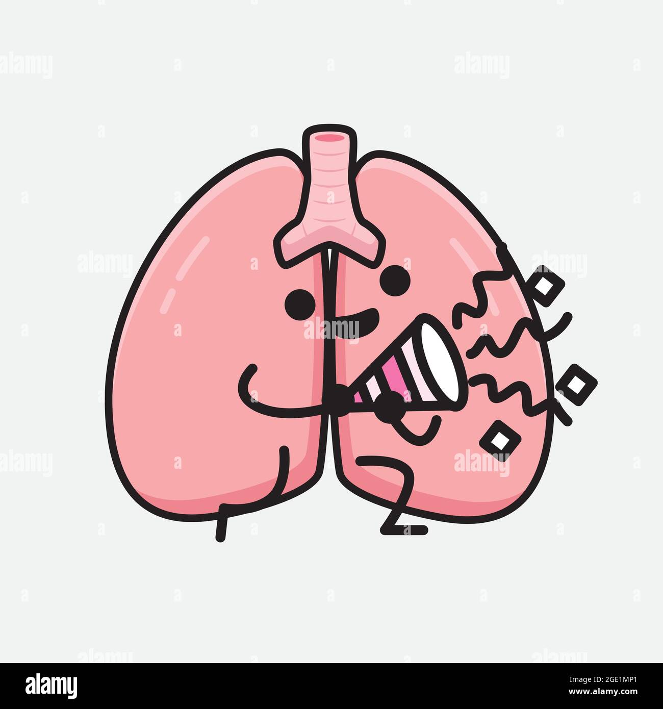 Vector Illustration of Lungs Character with cute face and simple body ...