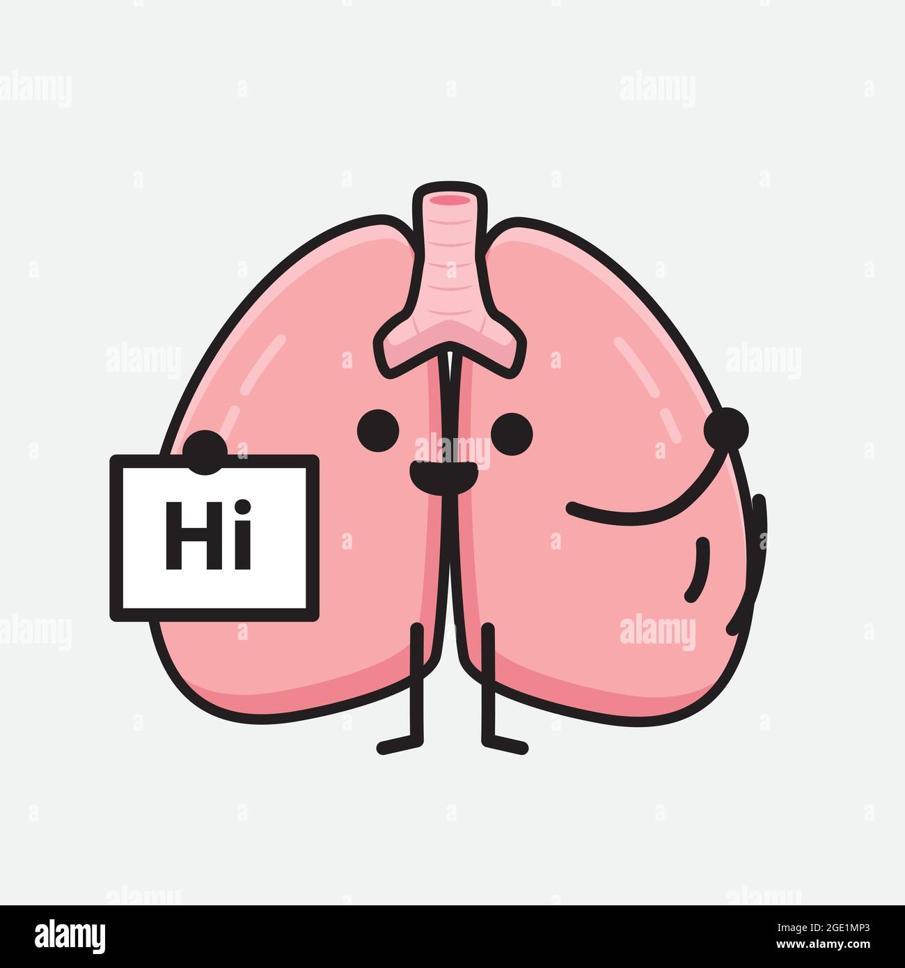 Vector Illustration of Lungs Character with cute face and simple body ...