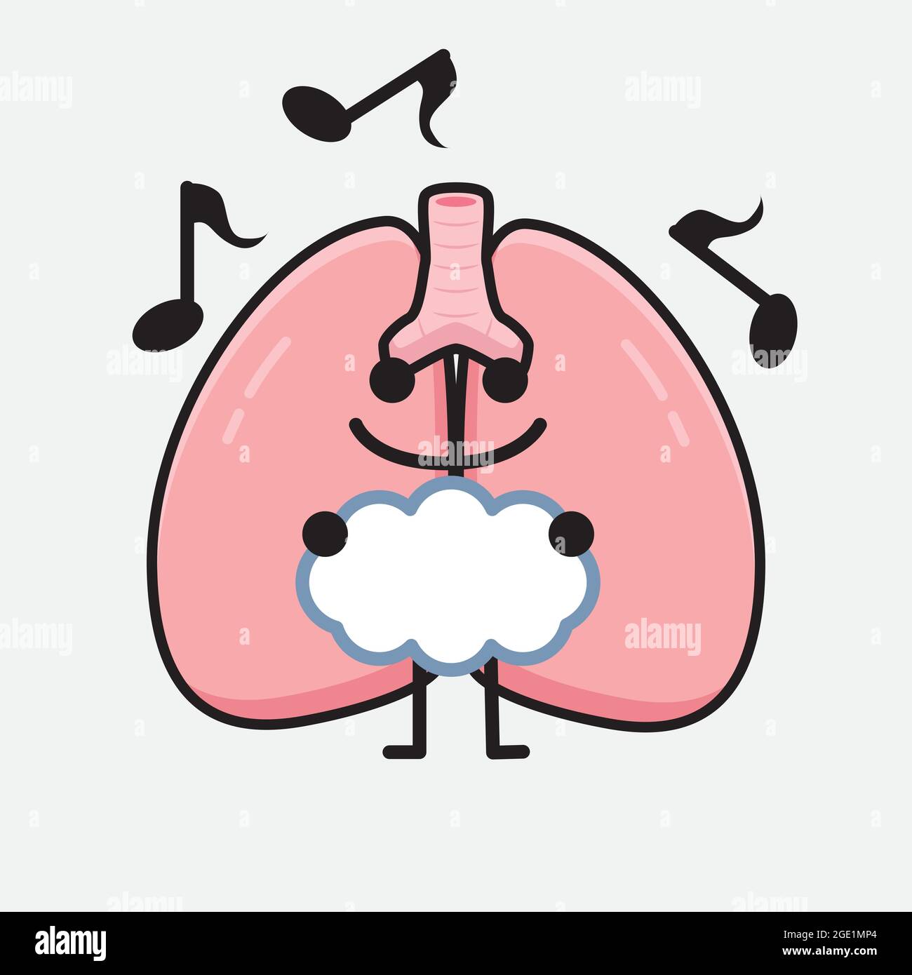 Vector Illustration of Lungs Character with cute face and simple body ...