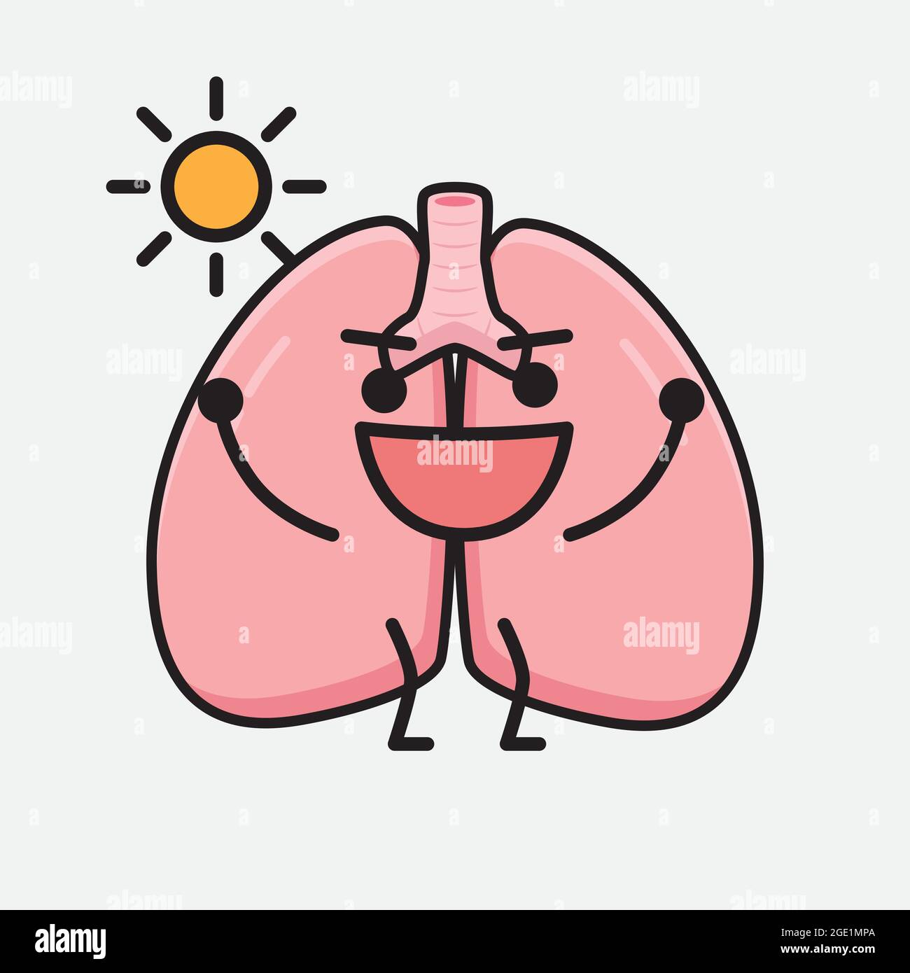 Vector Illustration of Lungs Character with cute face and simple body ...