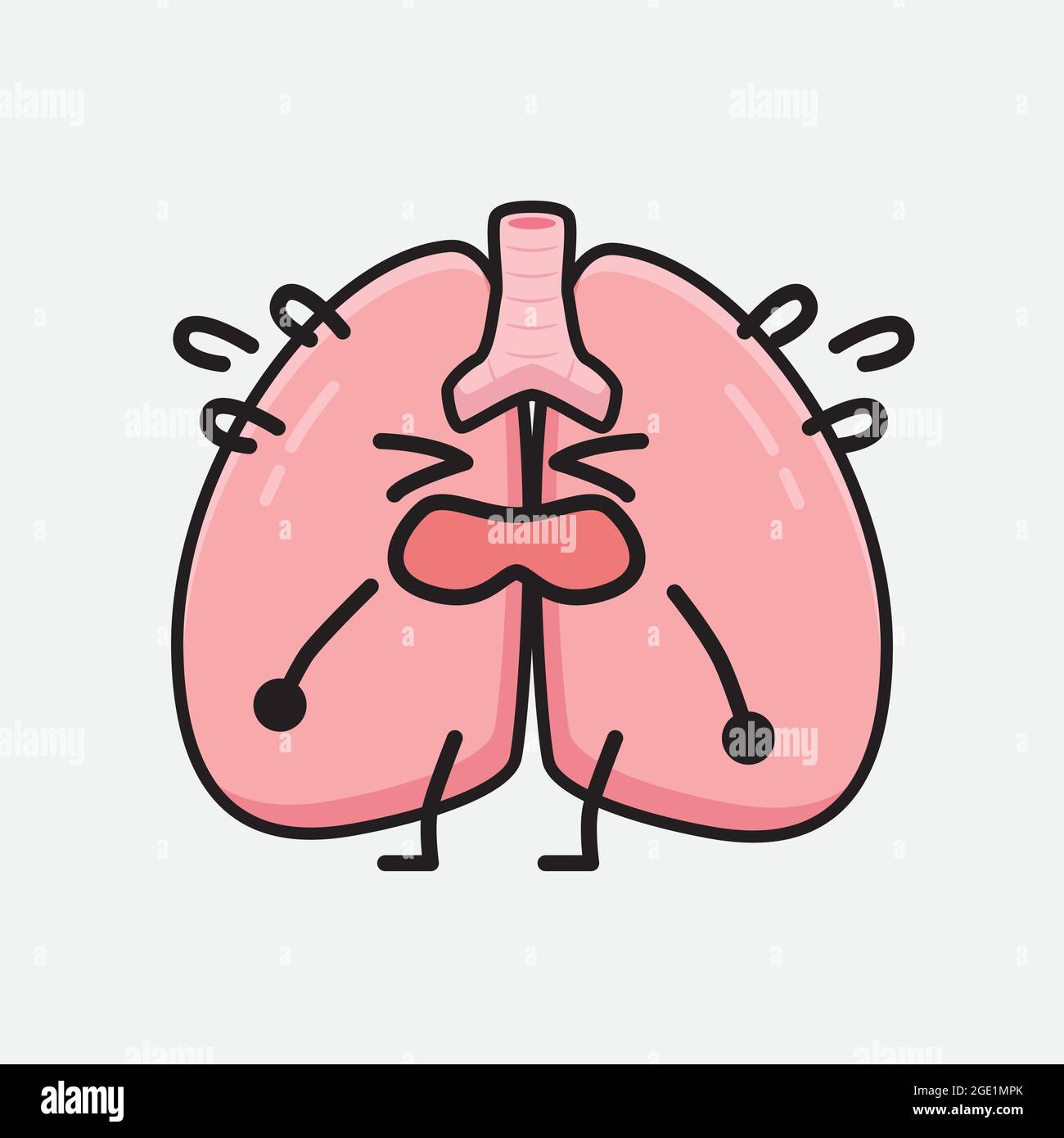 Vector Illustration of Lungs Character with cute face and simple body ...