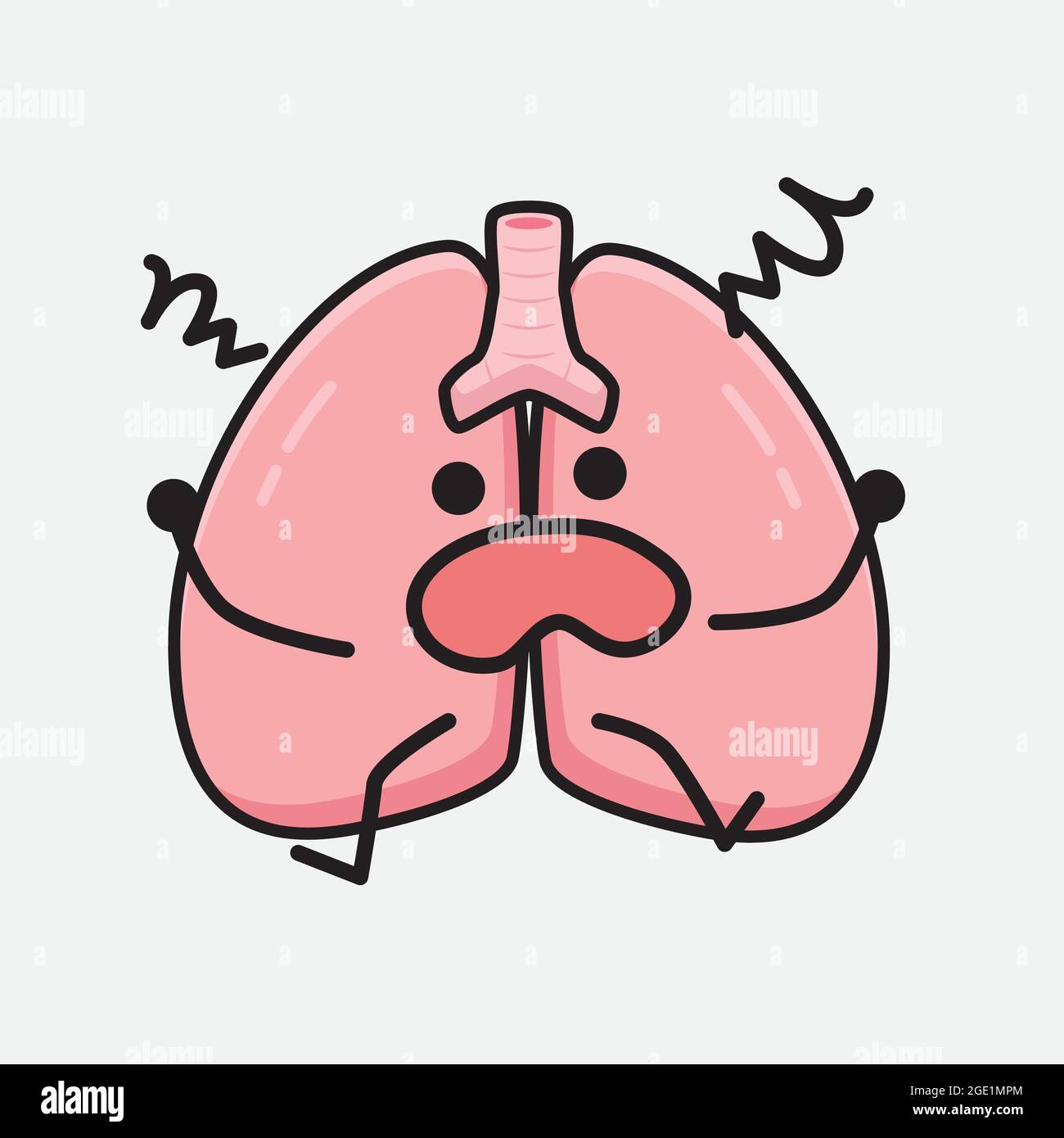 Vector Illustration of Lungs Character with cute face and simple body ...