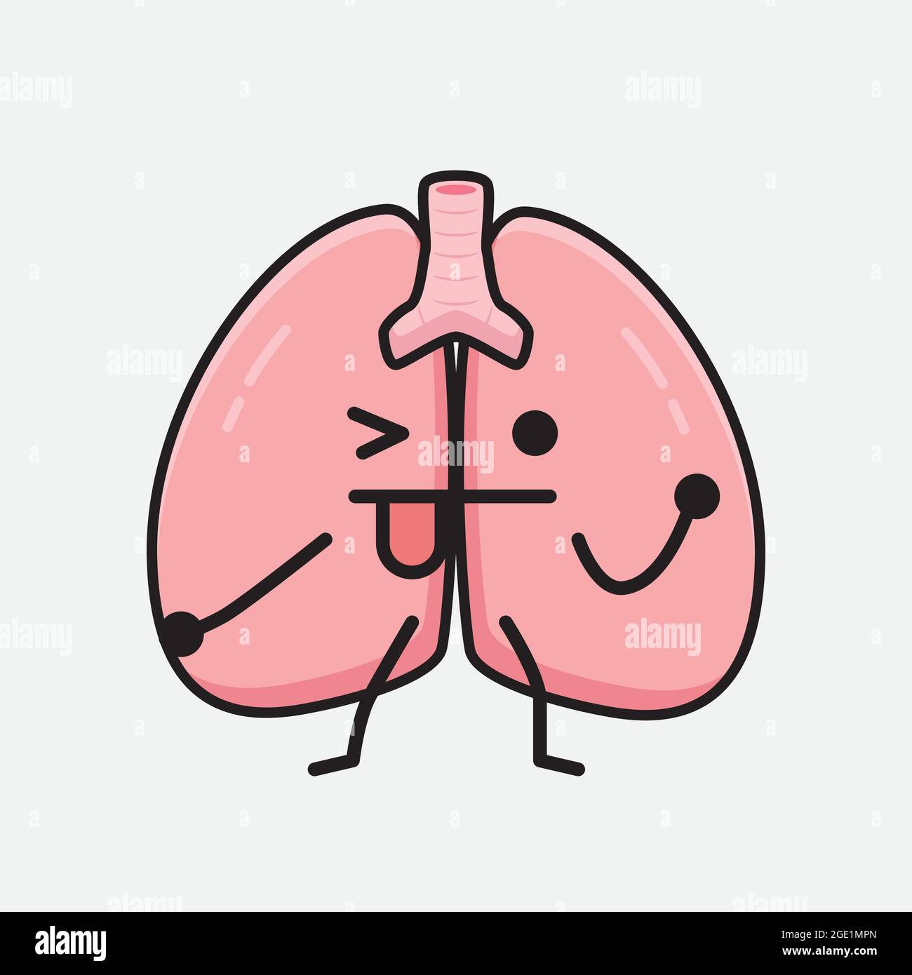 Vector Illustration of Lungs Character with cute face and simple body ...