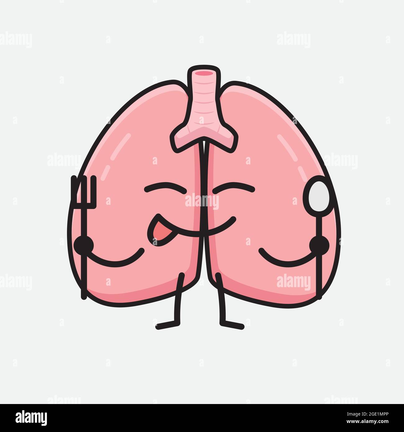 Vector Illustration of Lungs Character with cute face and simple body ...