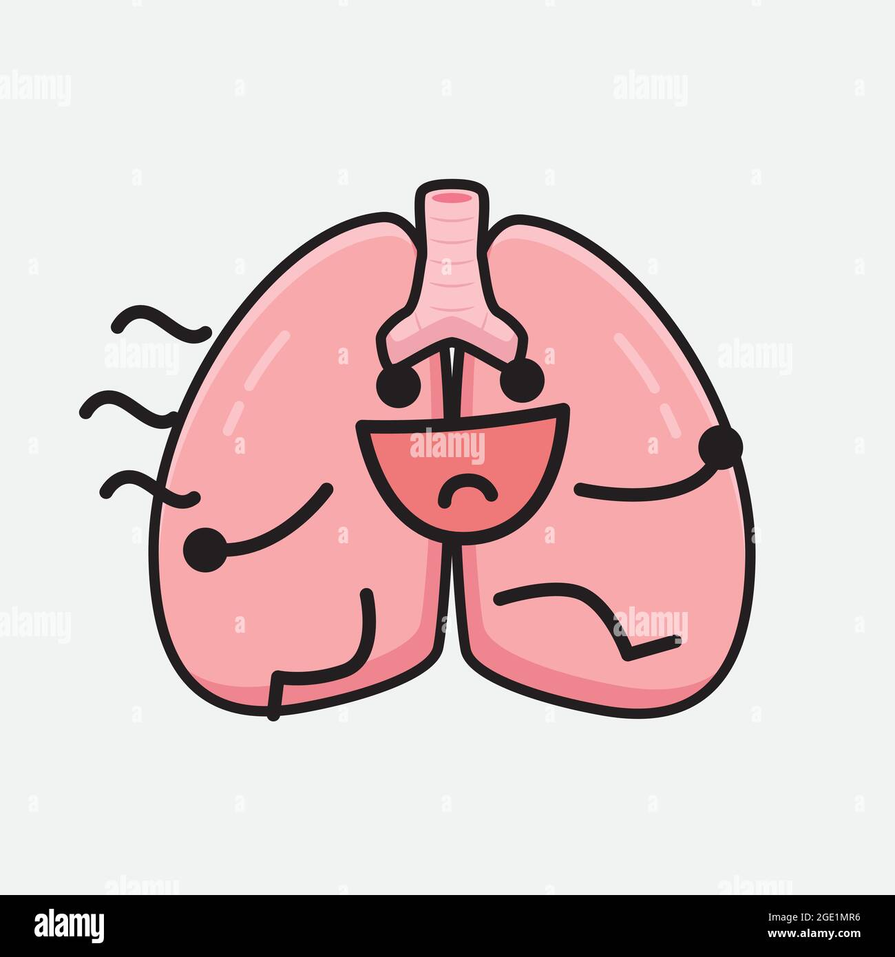 Vector Illustration of Lungs Character with cute face and simple body ...