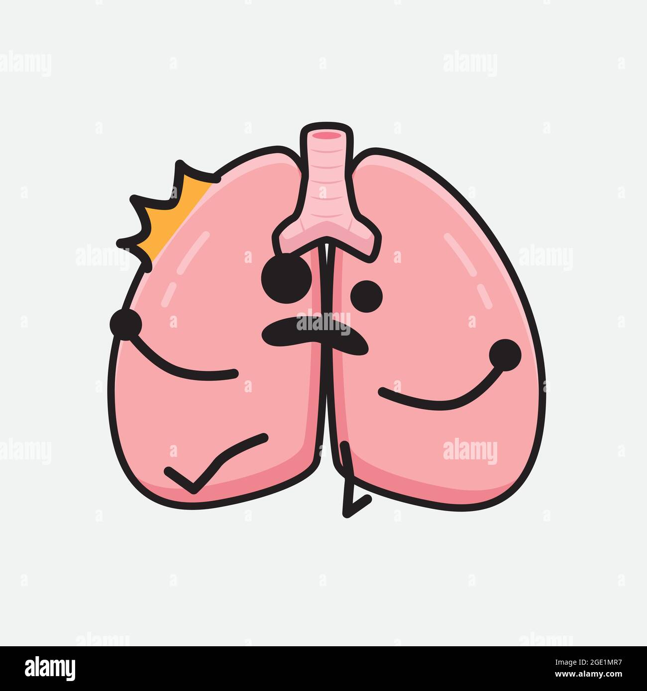 Vector Illustration of Lungs Character with cute face and simple body ...