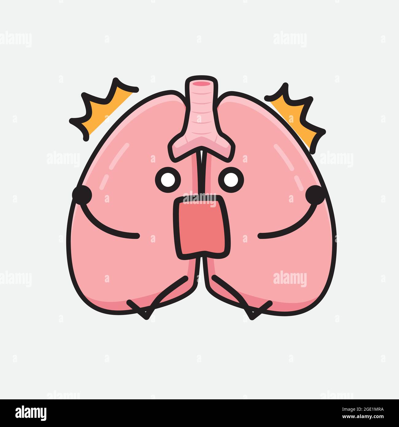 Vector Illustration of Lungs Character with cute face and simple body ...