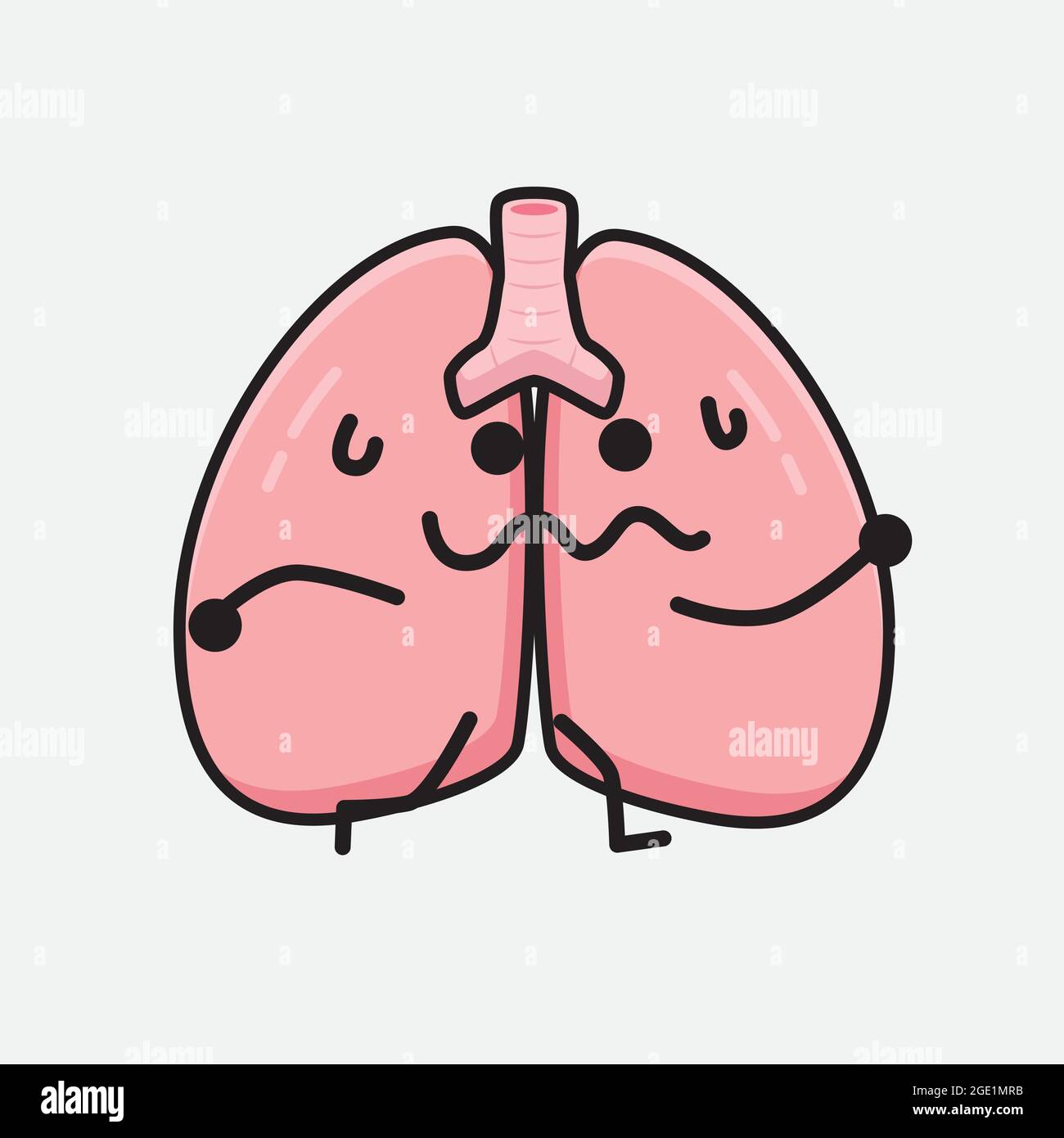 Vector Illustration of Lungs Character with cute face and simple body ...