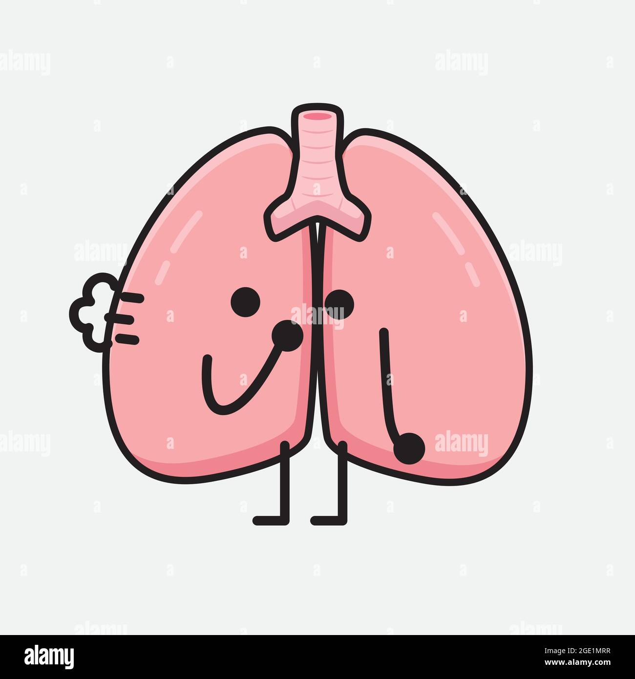 Vector Illustration of Lungs Character with cute face and simple body ...