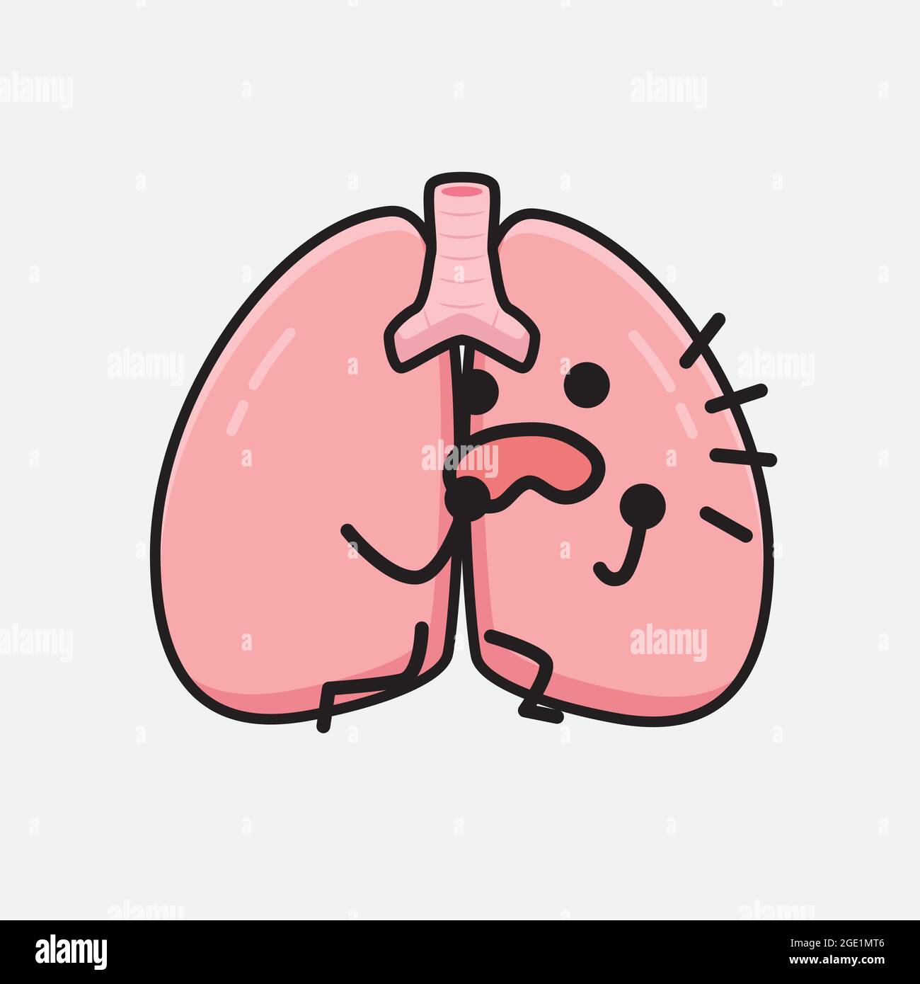 Vector Illustration of Lungs Character with cute face and simple body ...