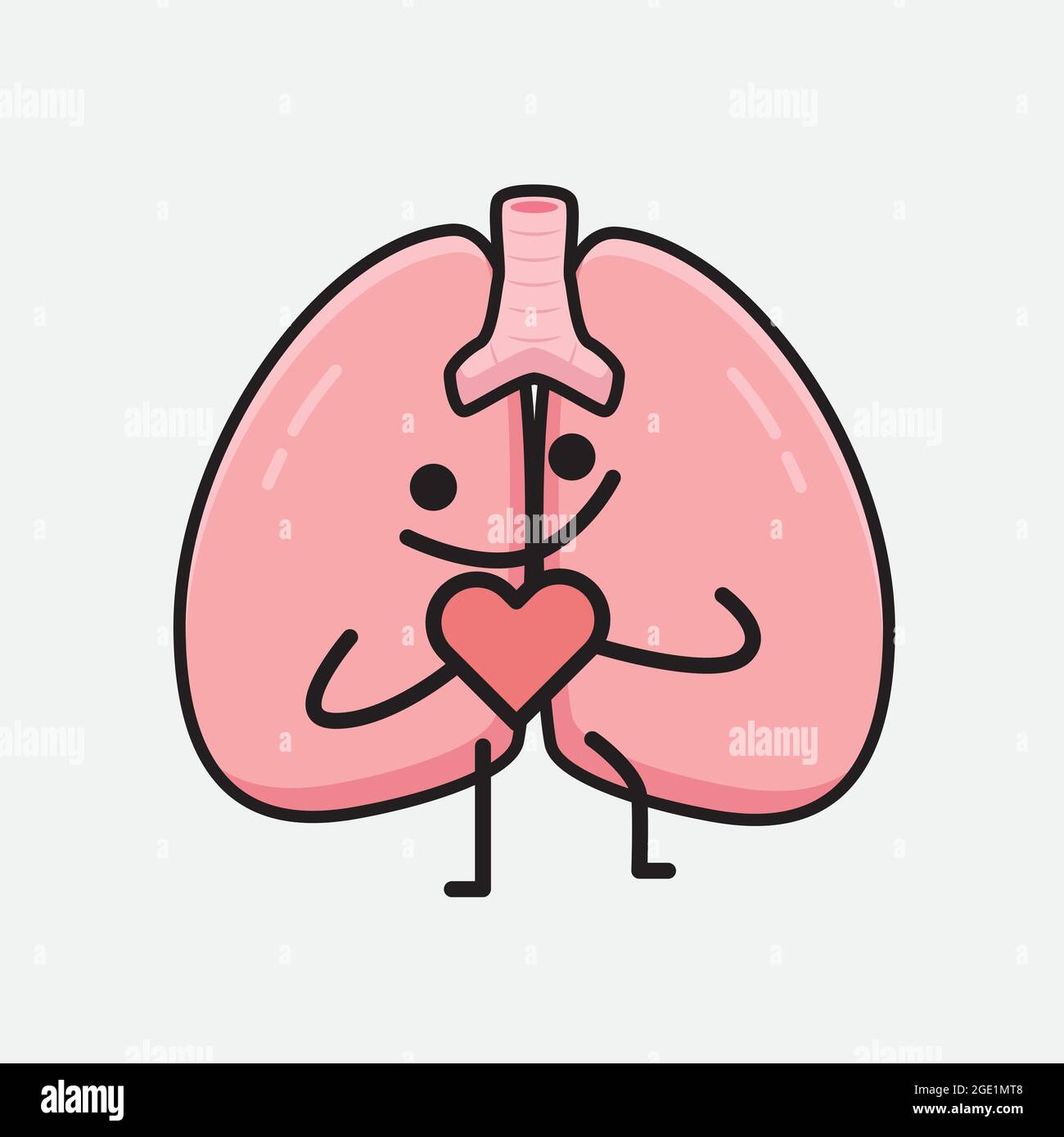 Vector Illustration of Lungs Character with cute face and simple body ...