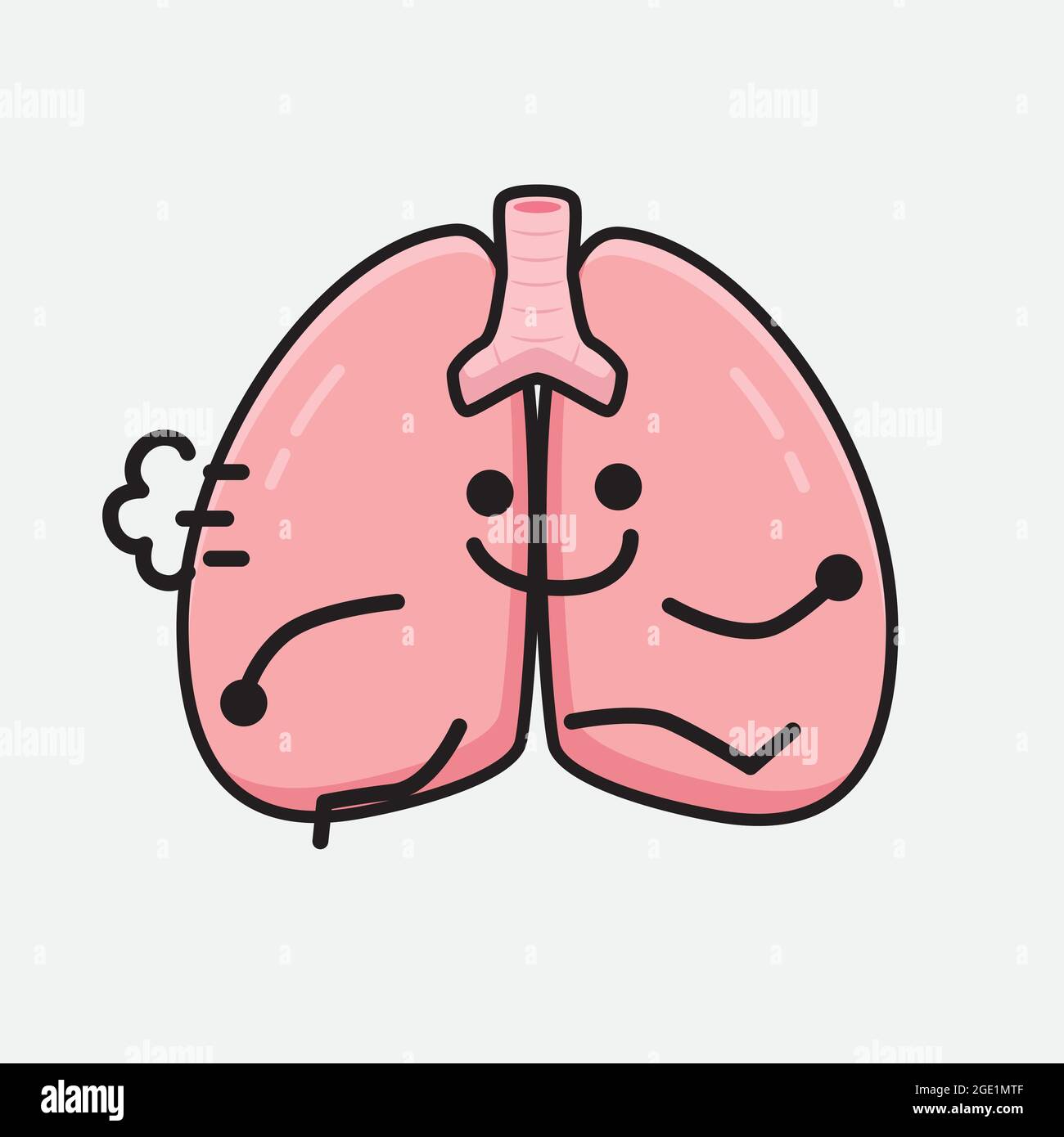 Vector Illustration of Lungs Character with cute face and simple body ...