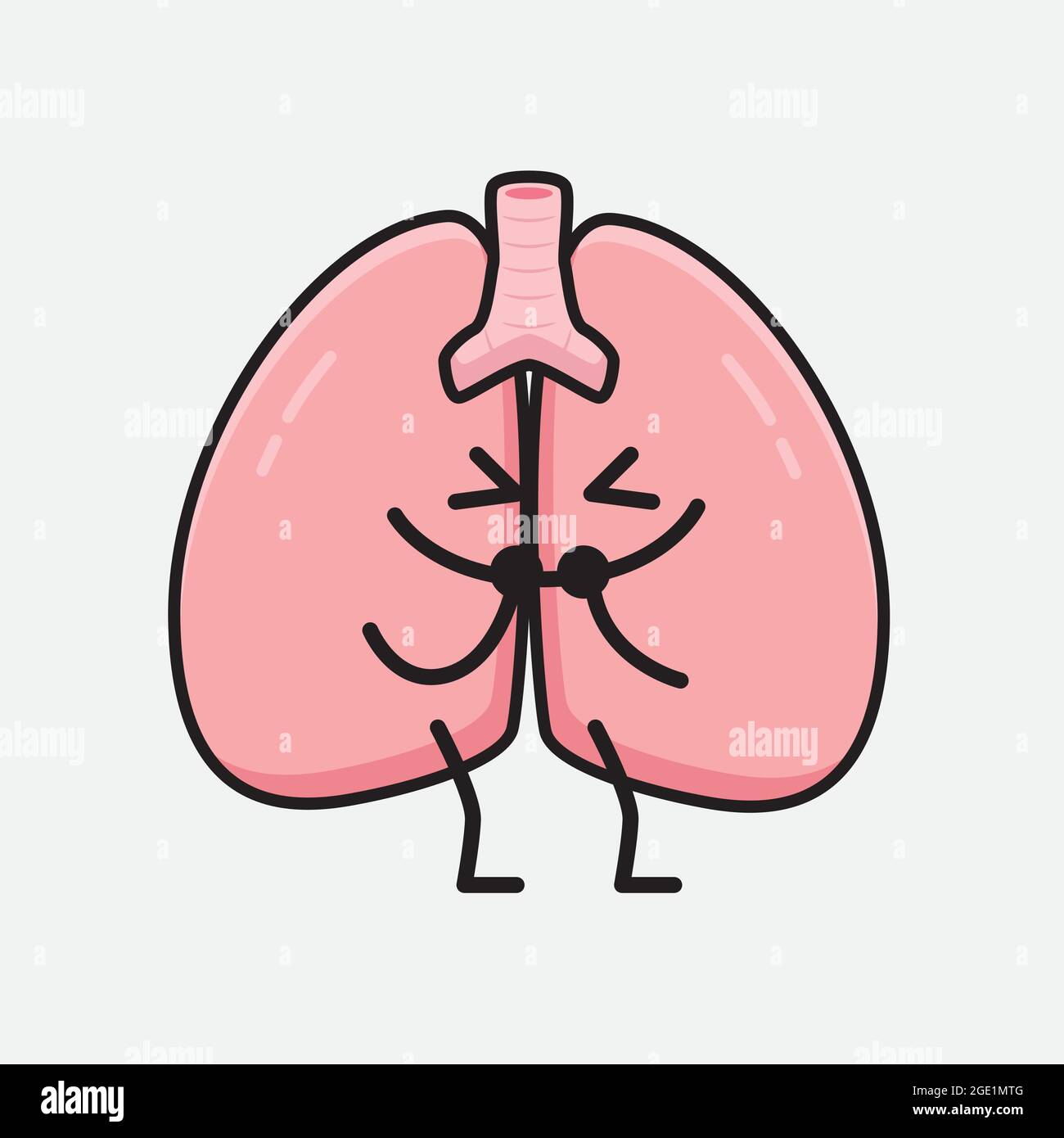 Vector Illustration of Lungs Character with cute face and simple body ...
