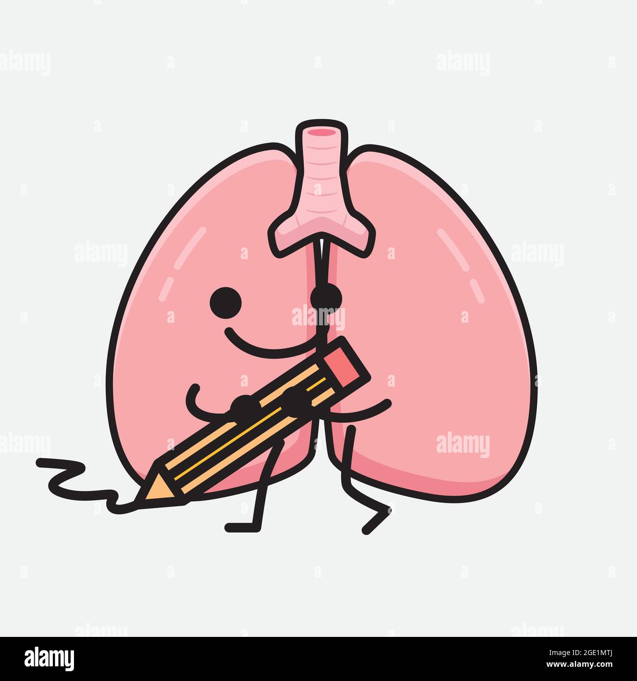 Vector Illustration of Lungs Character with cute face and simple body ...