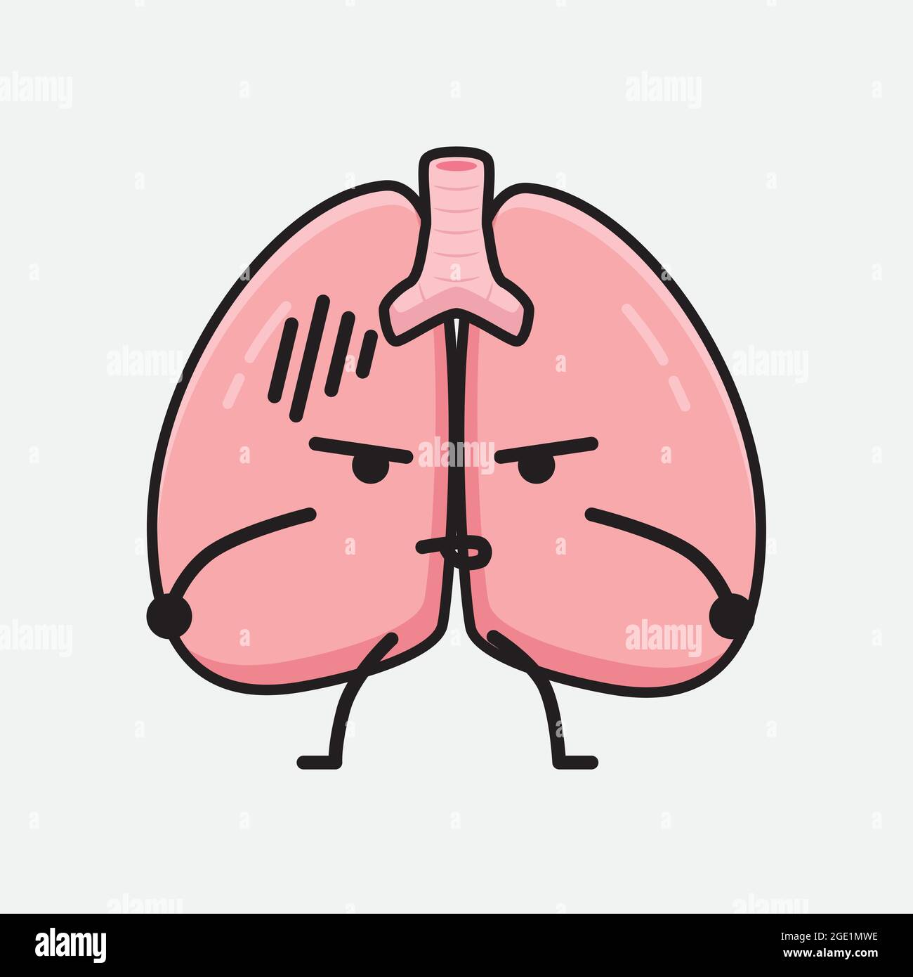 Vector Illustration of Lungs Character with cute face and simple body ...